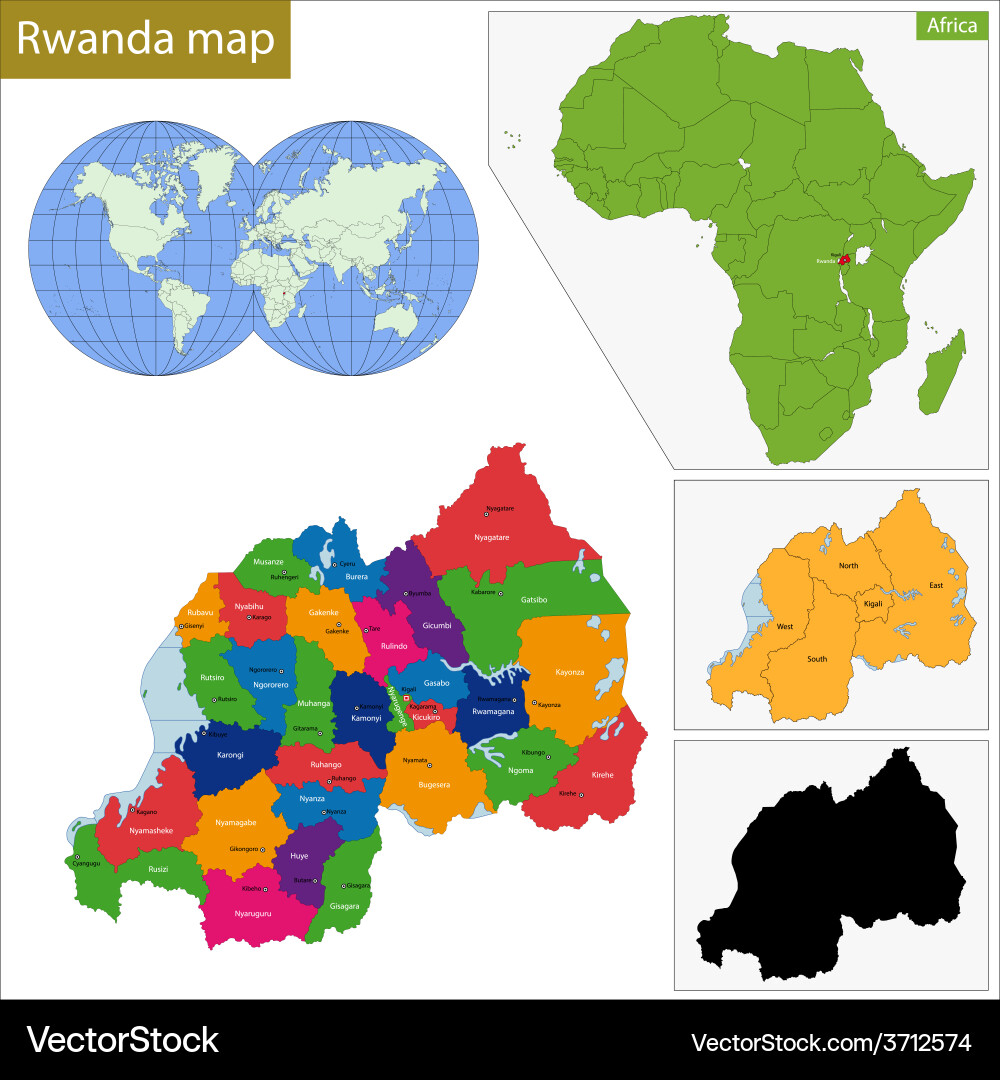 Rwanda map Royalty Free Vector Image - VectorStock