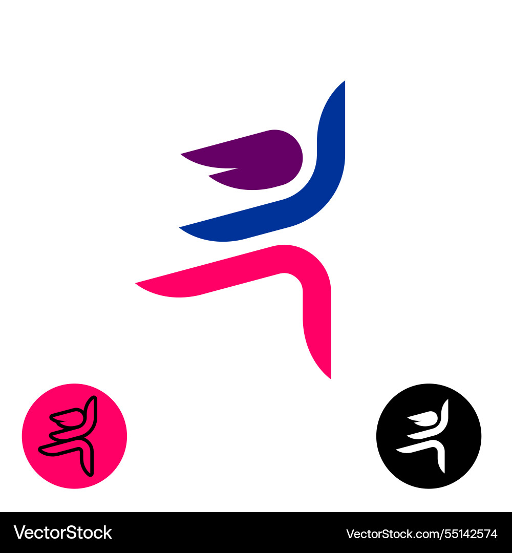 Sport active woman stylized logo young Royalty Free Vector