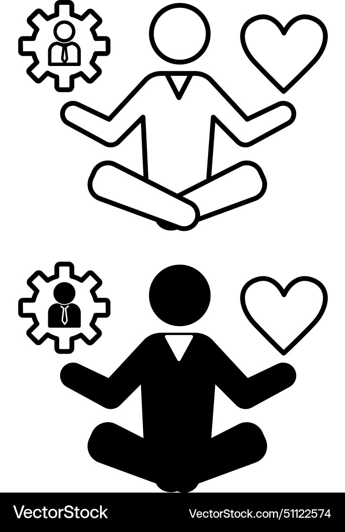 Stress management icons black and white Royalty Free Vector