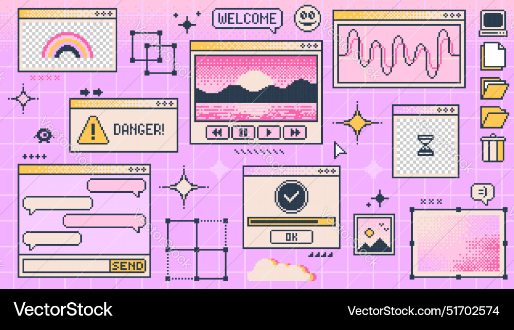 Y2K Computer Screen - Rave Pink Royalty Free Vector Image