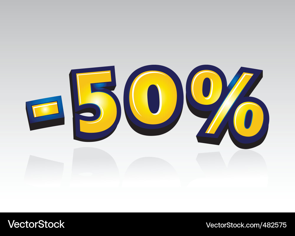 50 percent reduced Royalty Free Vector Image - VectorStock