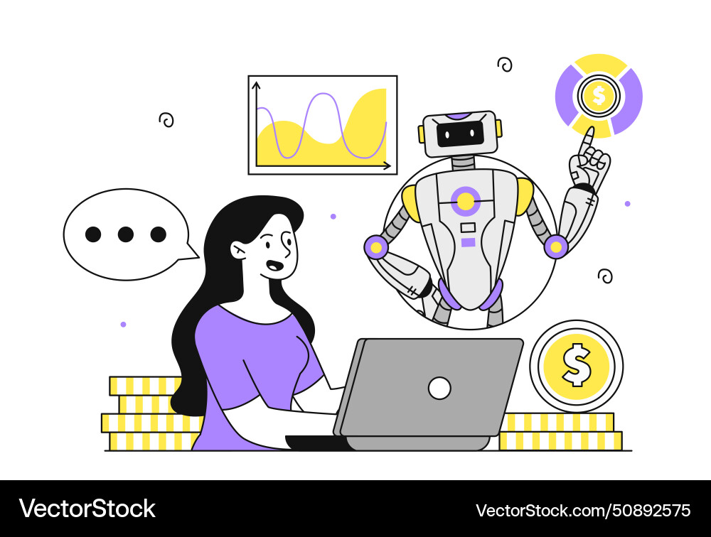 Banking ai linear concept Royalty Free Vector Image