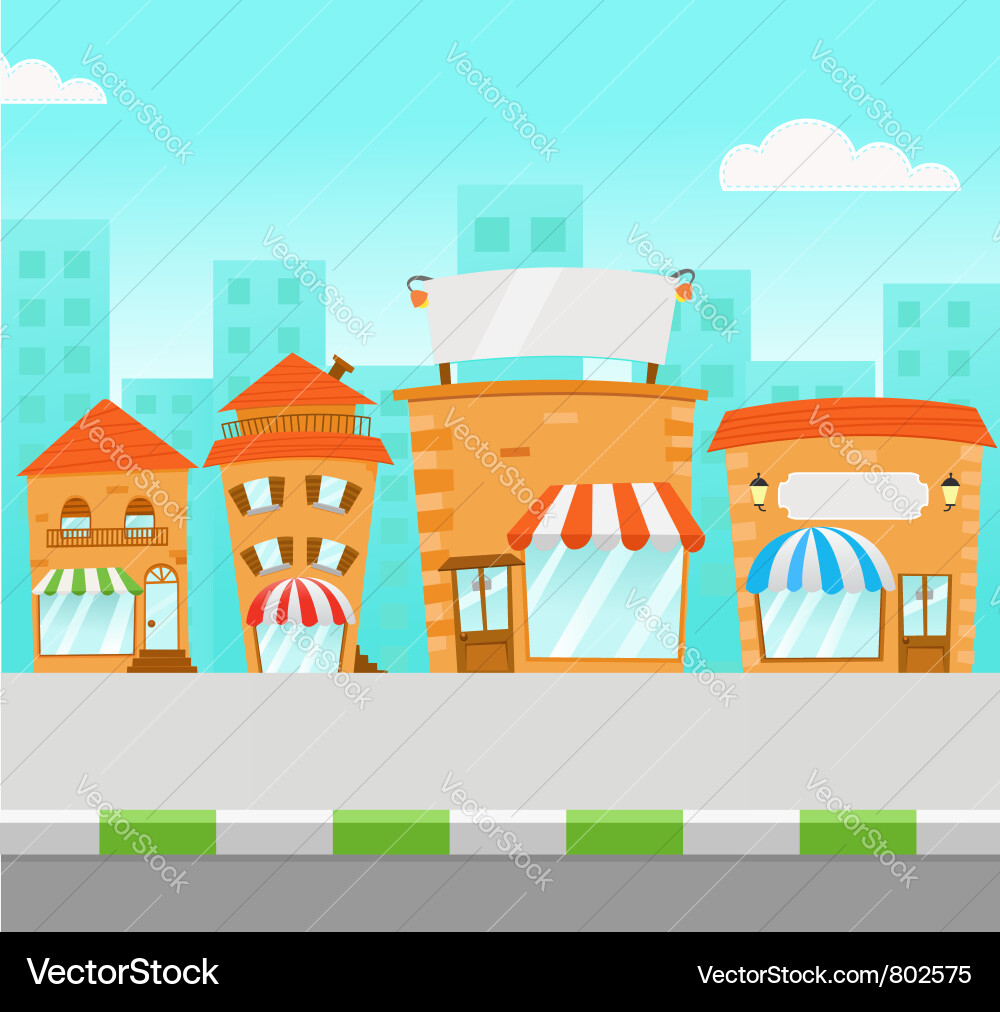 Cartoon Strip Mall Royalty Free Vector Image - VectorStock
