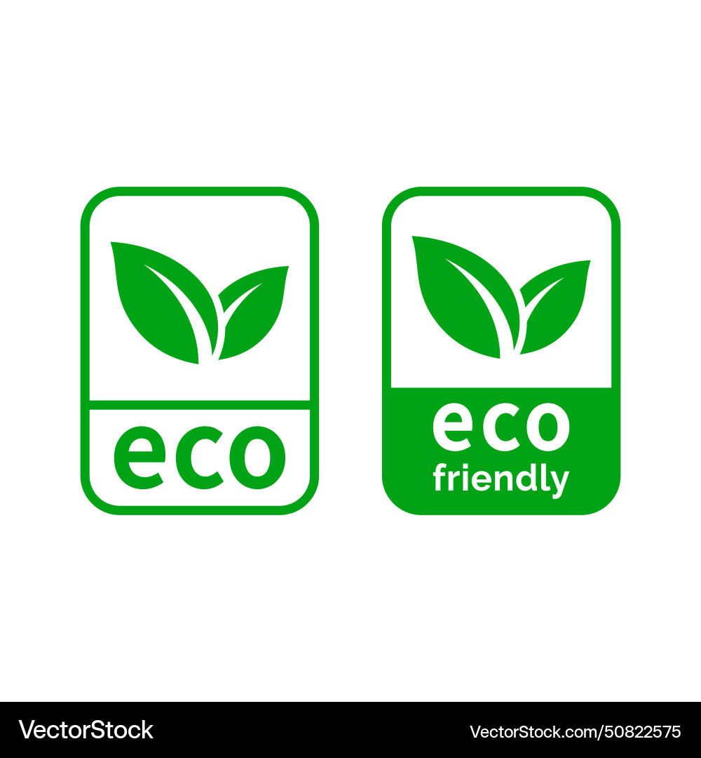 Eco friendly icon set and ecologic food stamps Vector Image