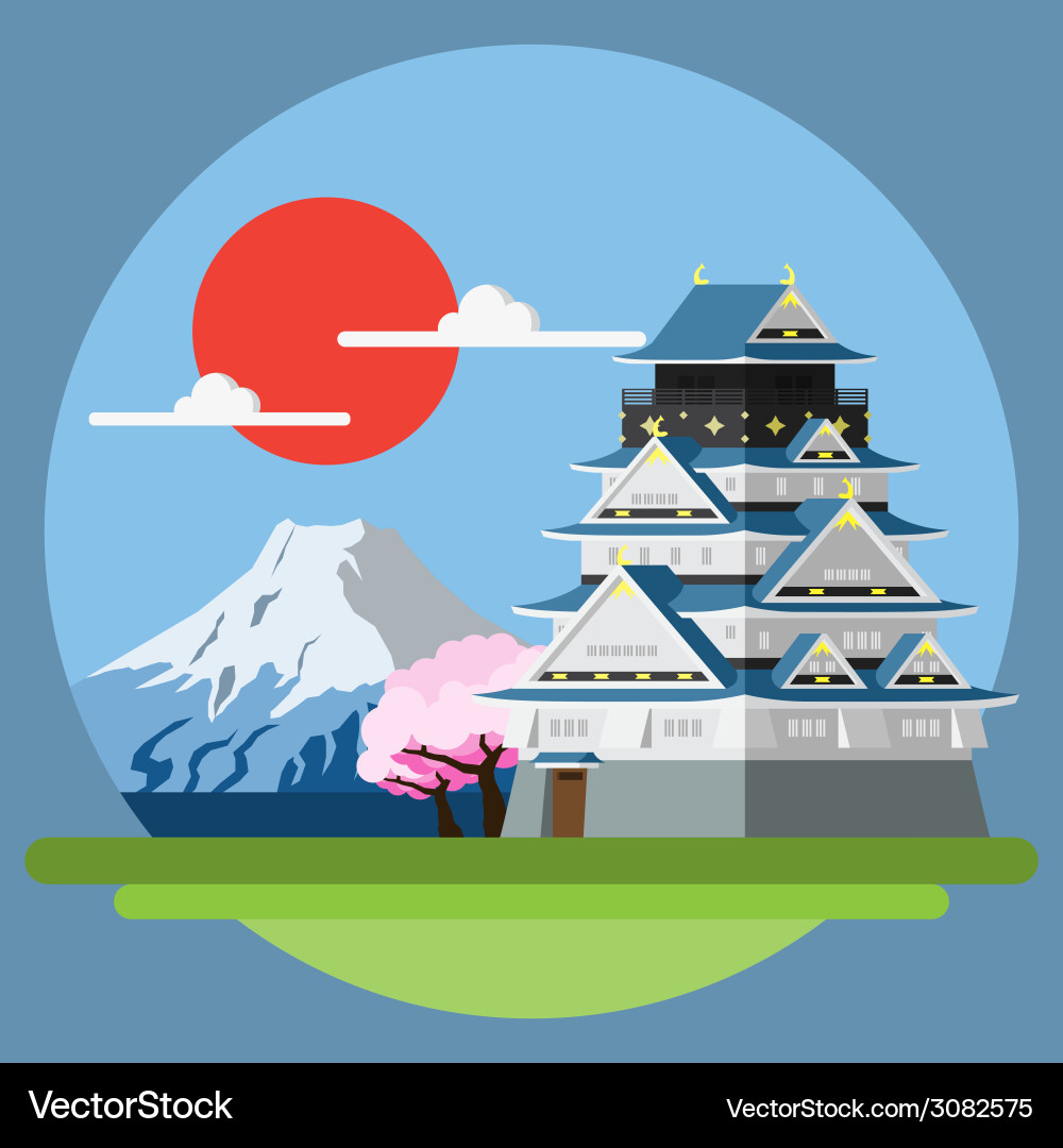 Flat design landscape of japan Royalty Free Vector Image