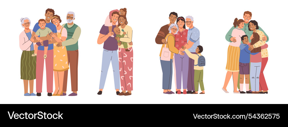 Happy family hugging generation embracing Vector Image