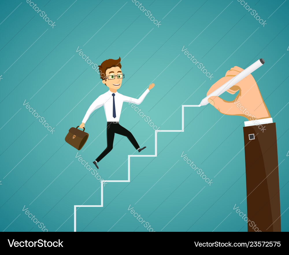 Man Climbing Stairs - Career Progression Vector Image