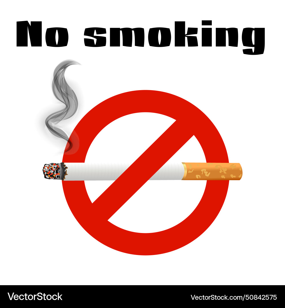 No smoking poster with burning cigarette and smoke