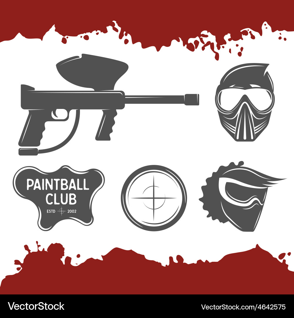 Paintball Elements Set Royalty Free Vector Image