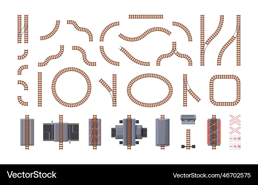 Railway constructor train crossing tracks Vector Image