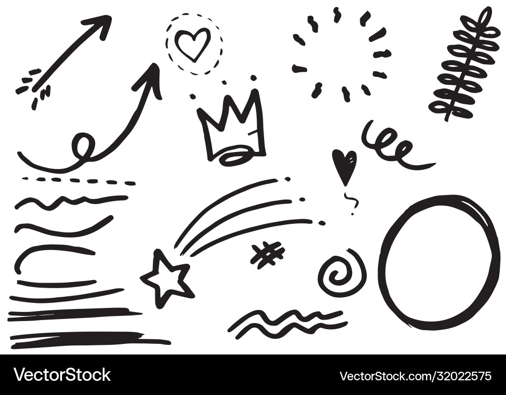 Set hand drawn design elements Royalty Free Vector Image