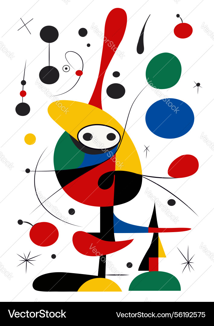 Surreal art in joan miro style Royalty Free Vector Image