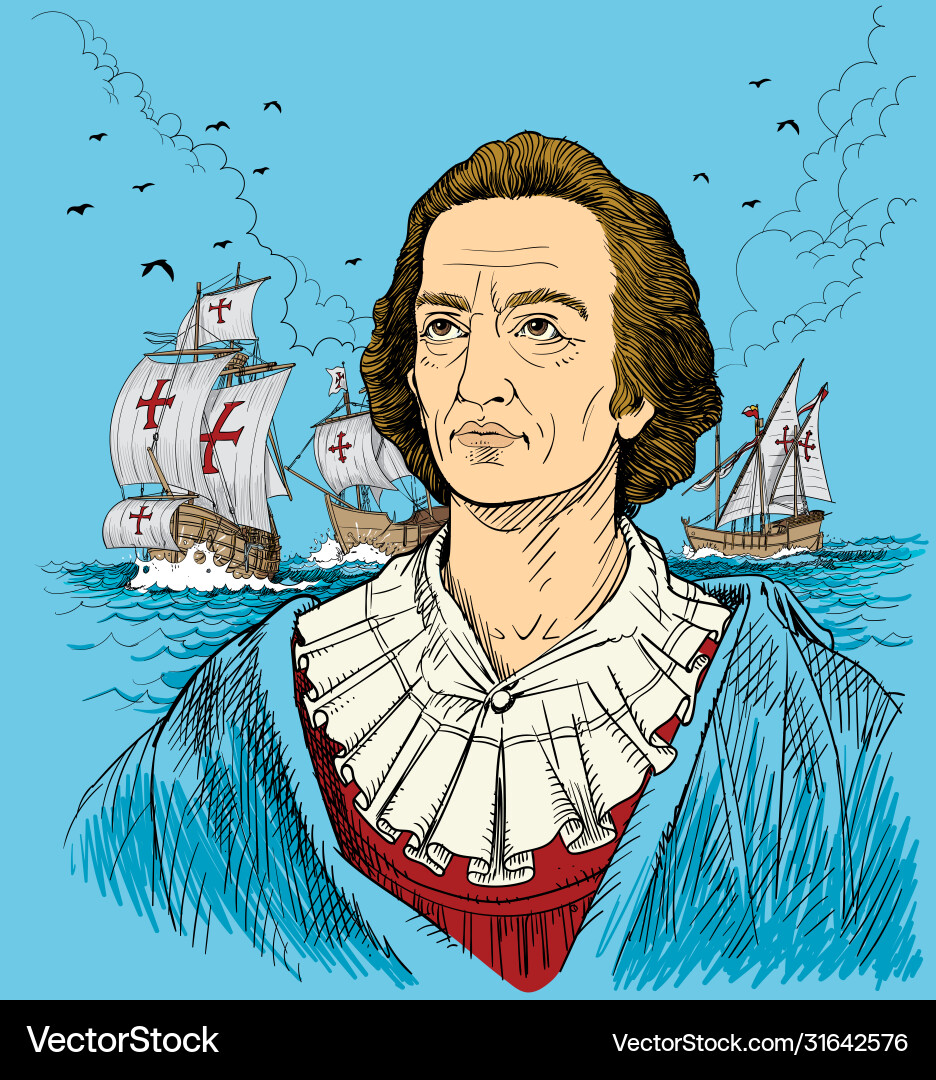 Christopher columbus portrait Royalty Free Vector Image