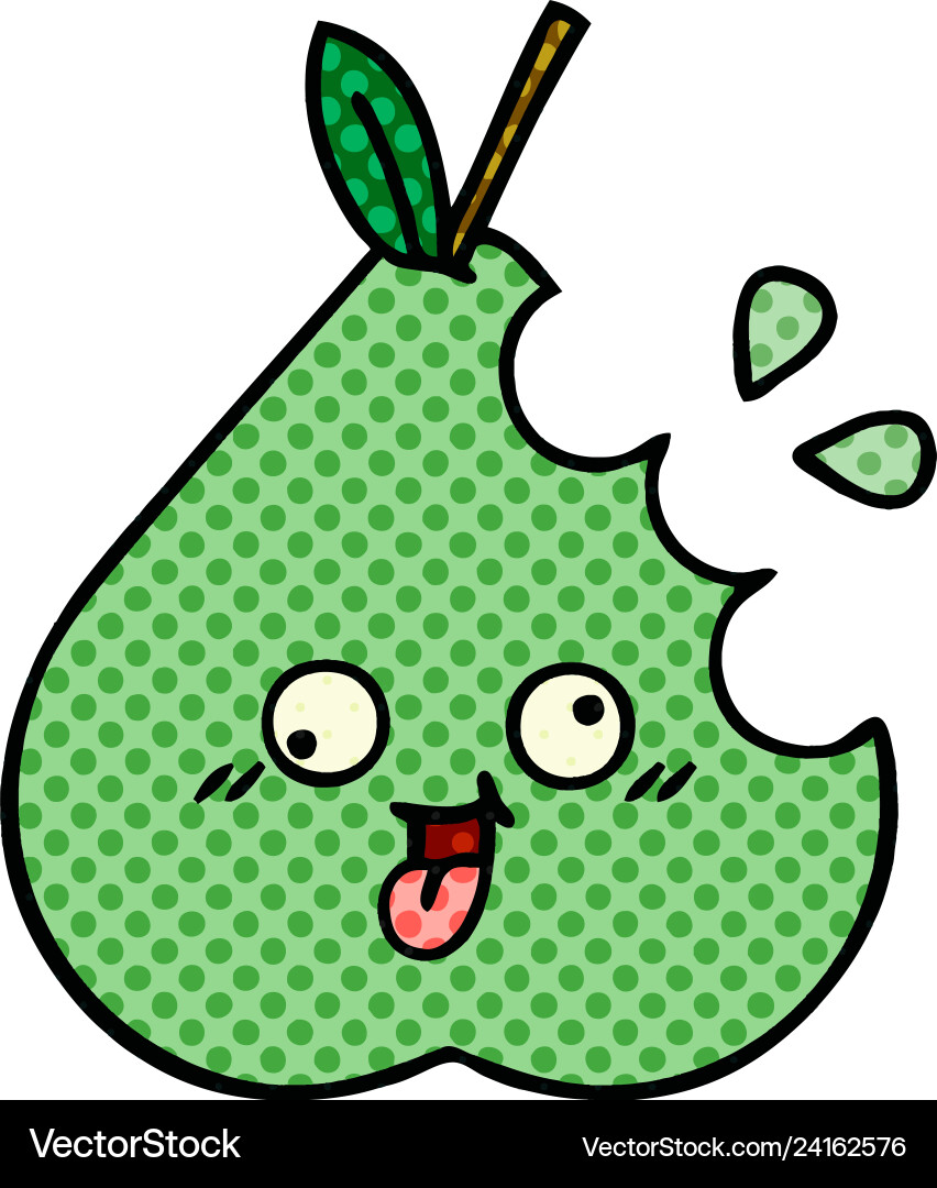 Comic book style cartoon green pear Royalty Free Vector