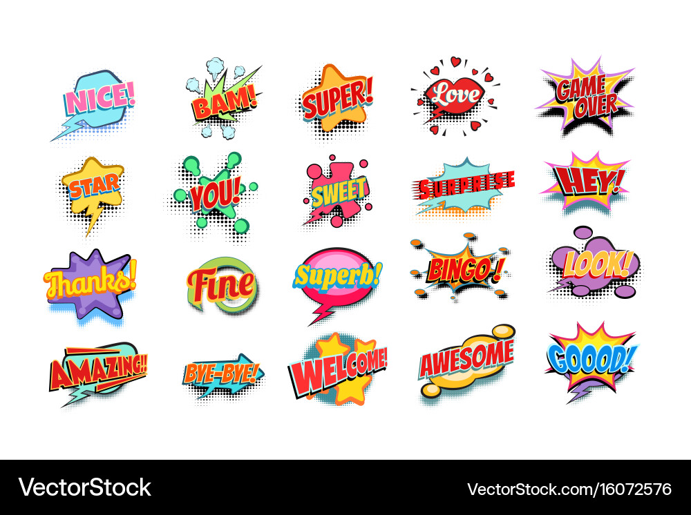 Comic book words set Royalty Free Vector Image