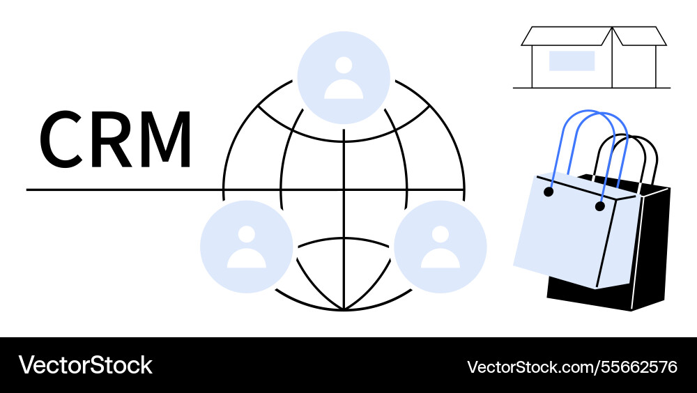 Crm management with global connections shopping Vector Image