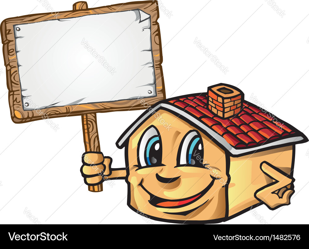House cartoon with signboard Royalty Free Vector Image