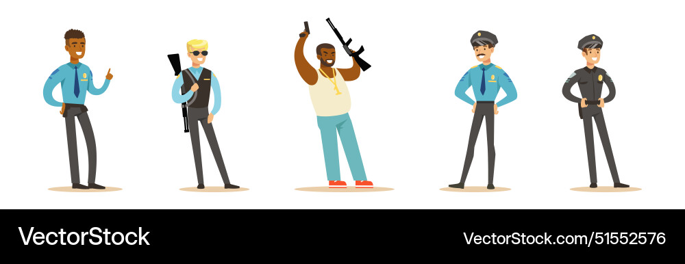 Man criminals and bandit character commit crime Vector Image