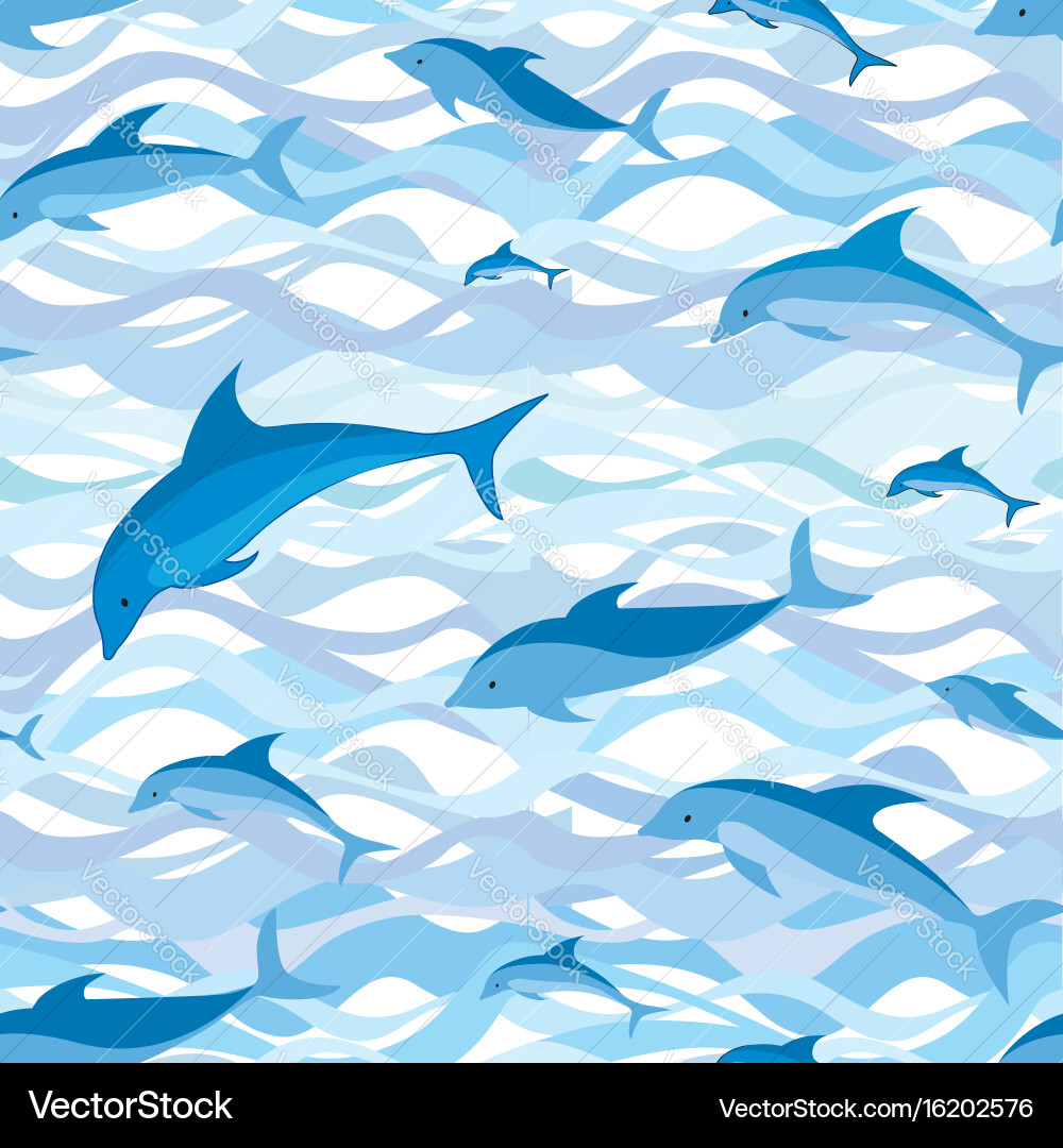 Marine Dolphin Wave Pattern Royalty Free Vector Image