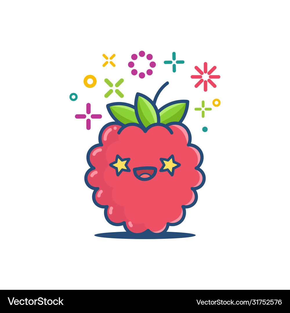 Raspberry kawaii emoticon cartoon Royalty Free Vector Image