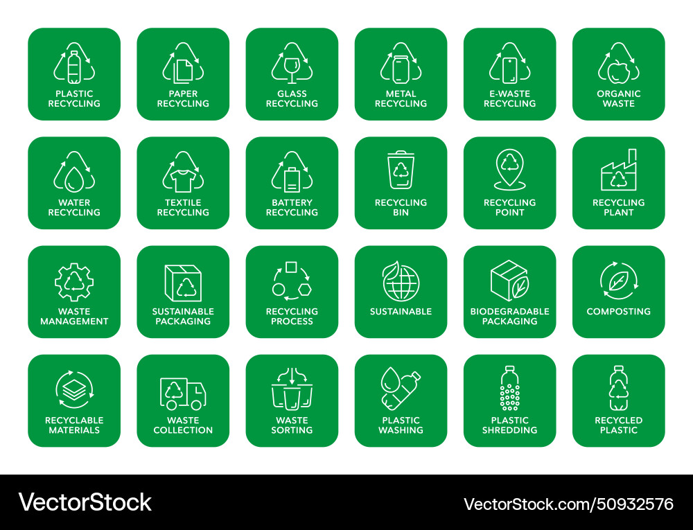 Recycling icon logo badge collection Royalty Free Vector