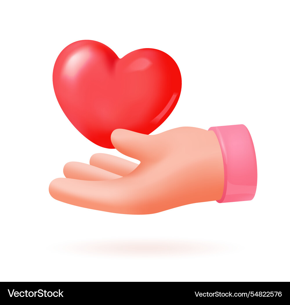 Red heart placed on an outstretched hand Vector Image