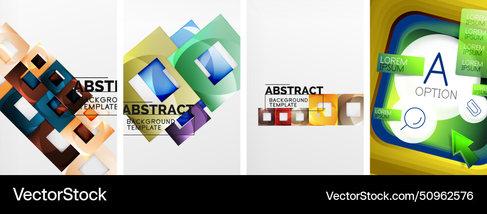 Set of square geometric poster backgrounds Vector Image