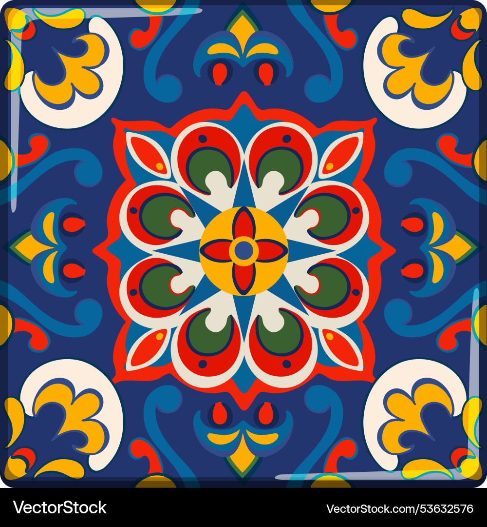 Vibrant symmetrical traditional mexican tile Vector Image