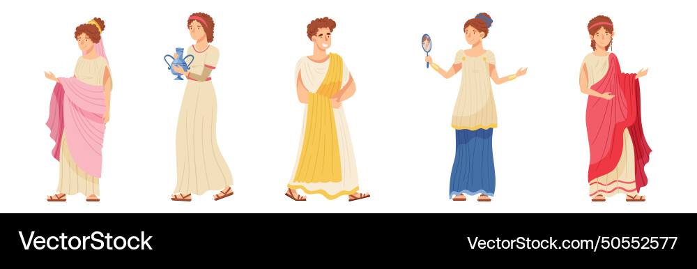 Ancient roman people character in traditional Vector Image
