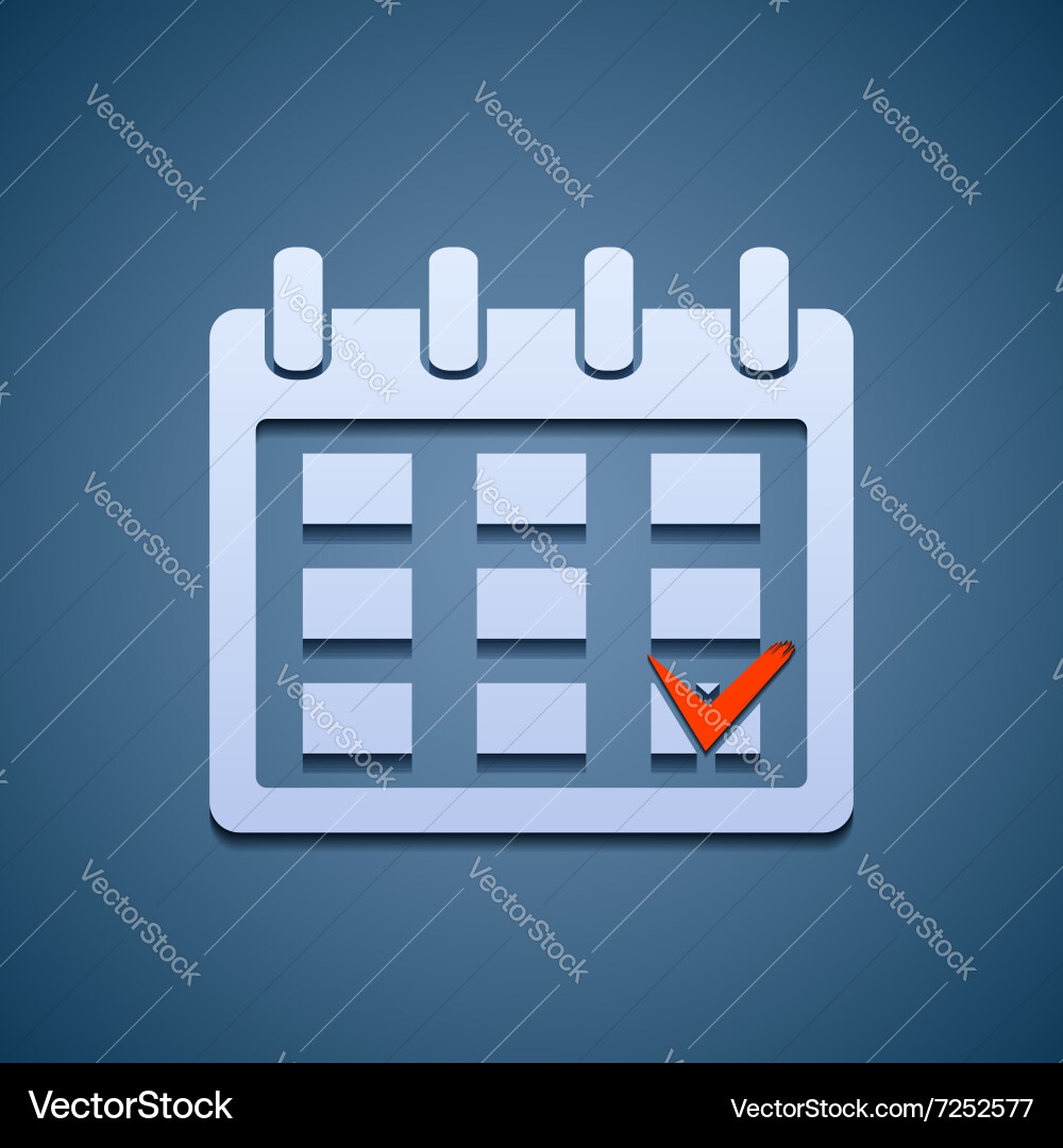 Calendar icon with the mark Royalty Free Vector Image