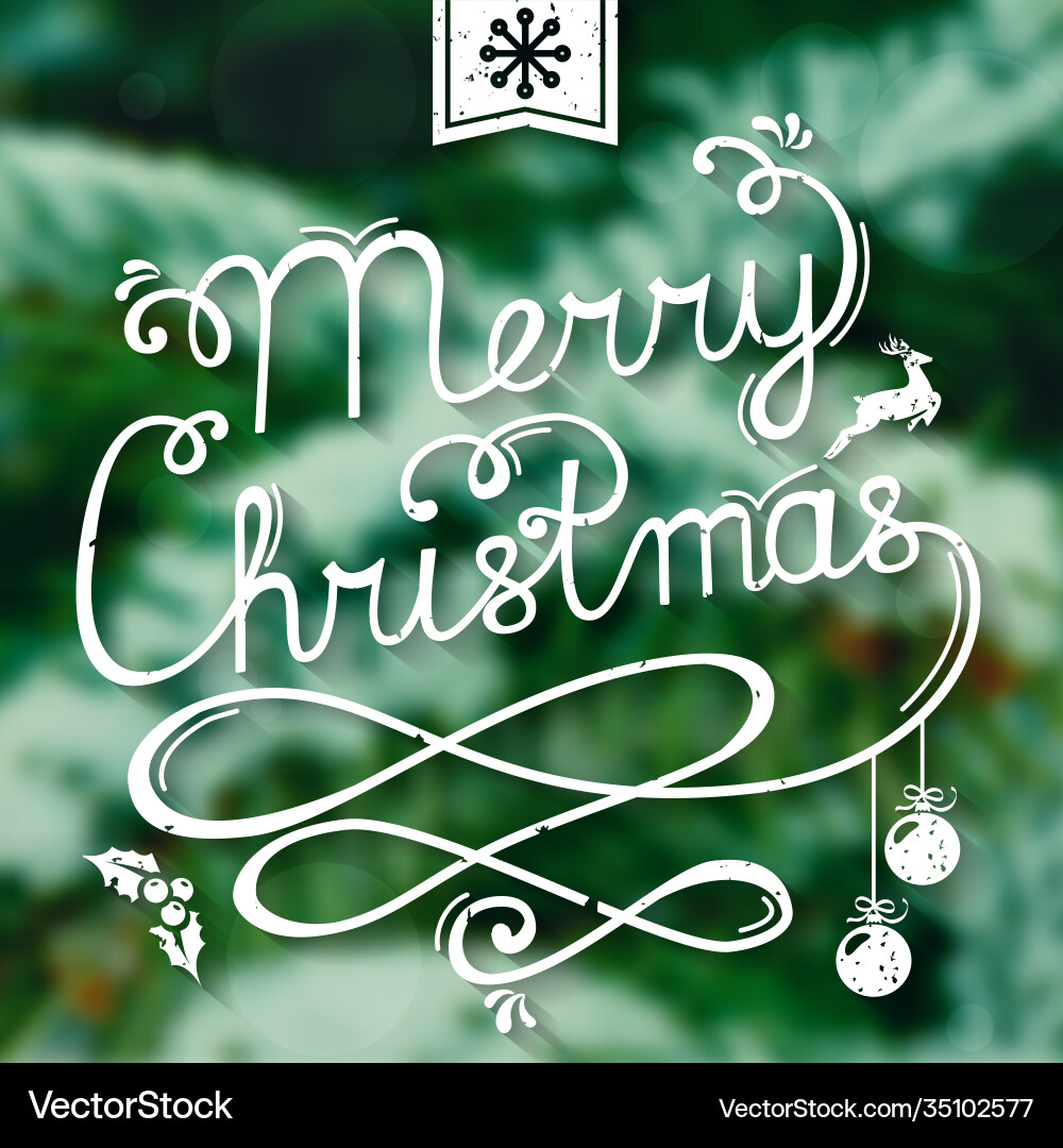 Christmas card with handwritten lettering Vector Image