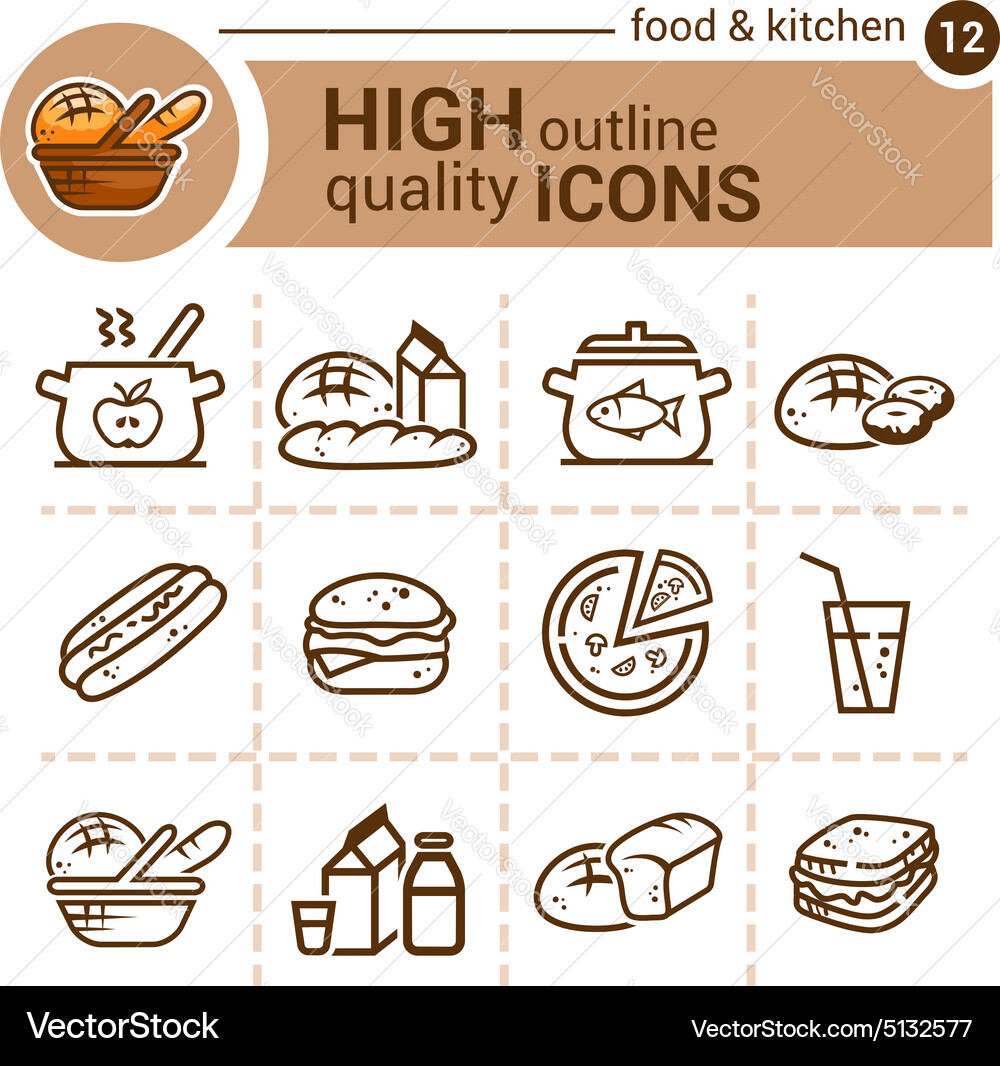 Food and kitchen set Royalty Free Vector Image