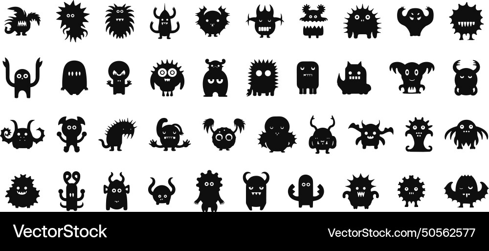 Funny space invaders stencils unique creature Vector Image