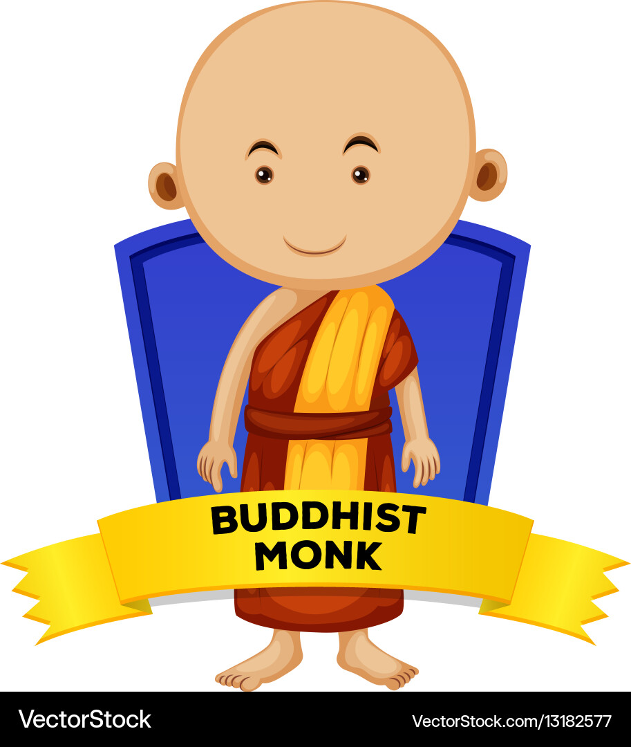 People wordcard with buddhist monk Royalty Free Vector Image