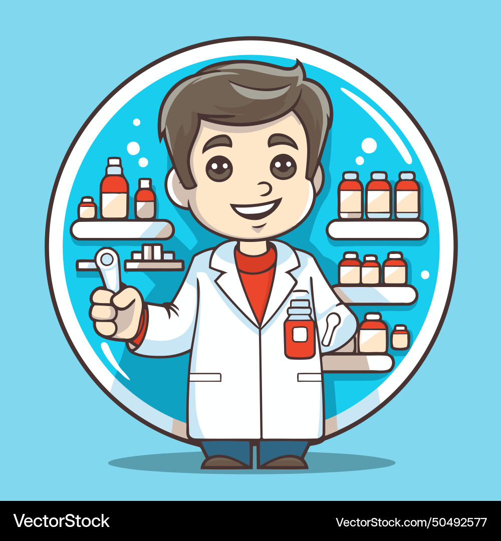 Pharmacist cartoon character design in a flat Vector Image