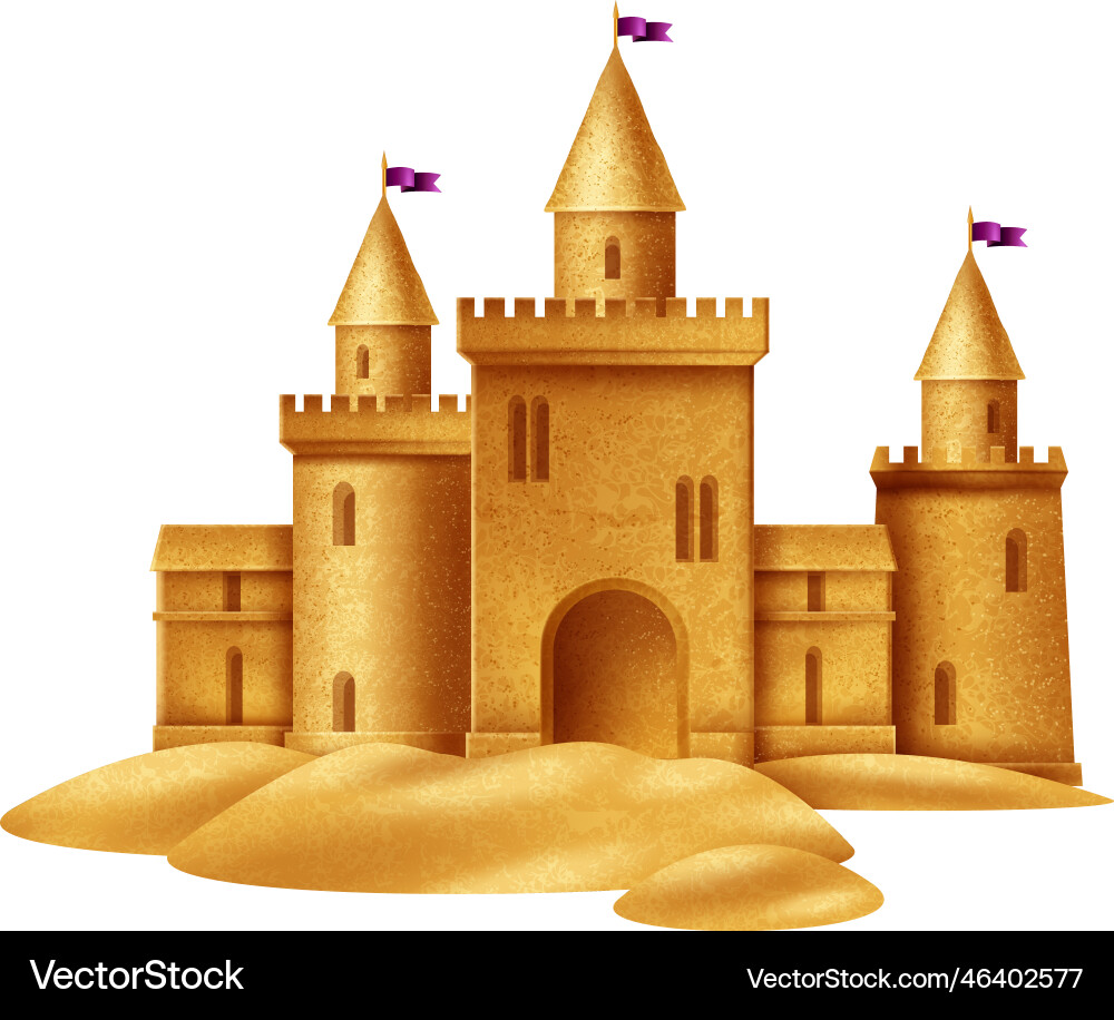 Realistic sand castle Royalty Free Vector Image
