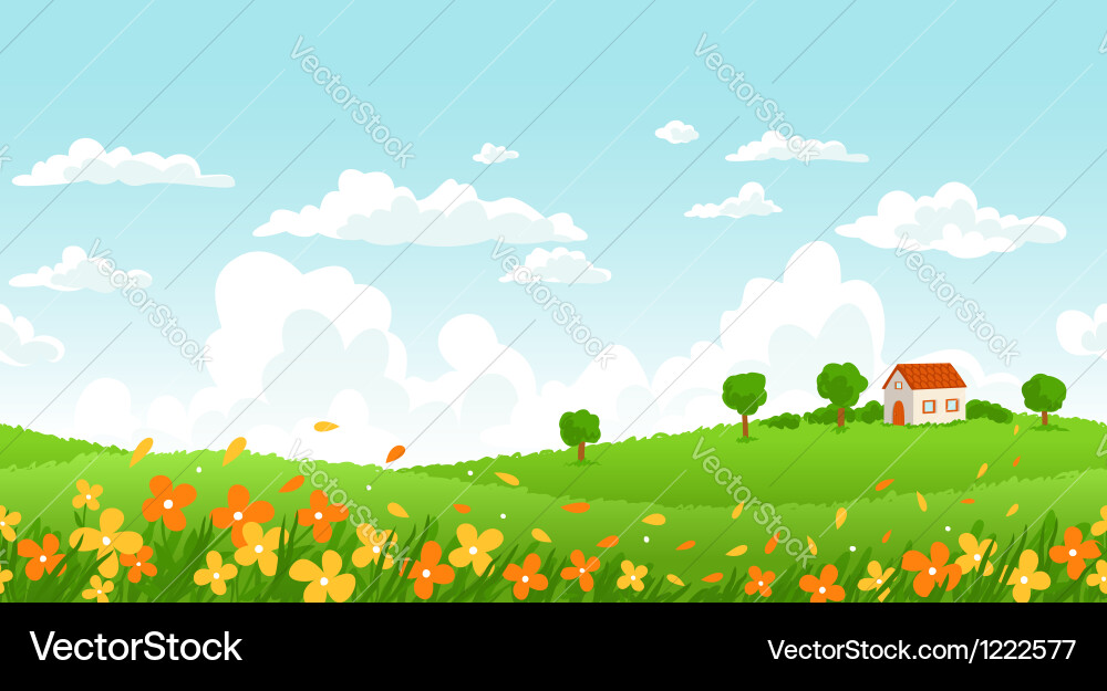 Sunny day landscape Royalty Free Vector Image - VectorStock