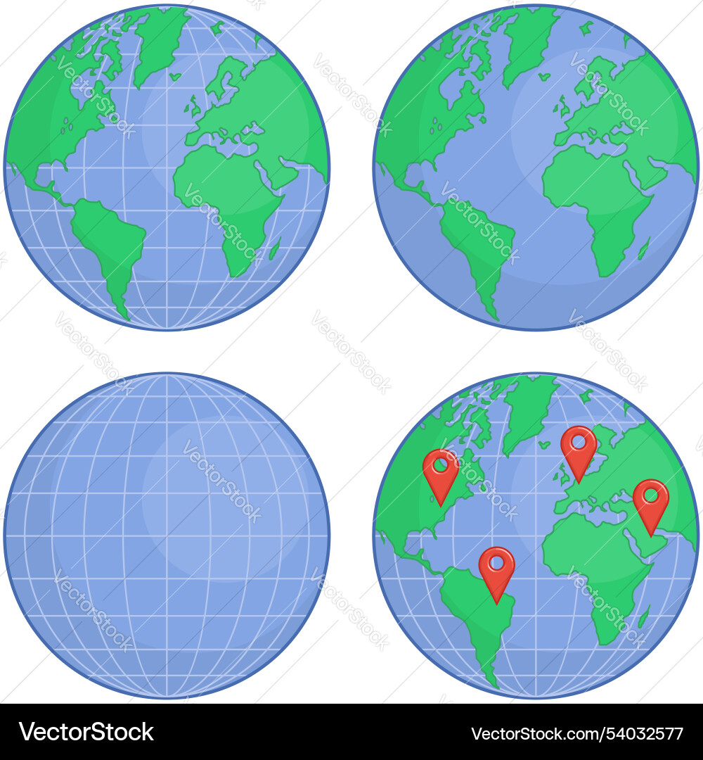 World globe earth sphere ball set Royalty Free Vector Image
