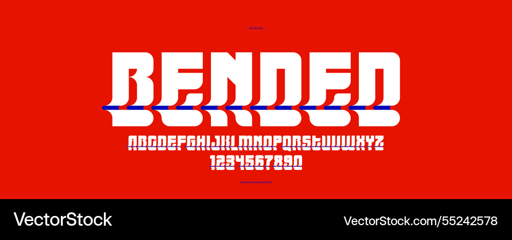 Bended und deformed Display Schriftart für Logos Vektorbild