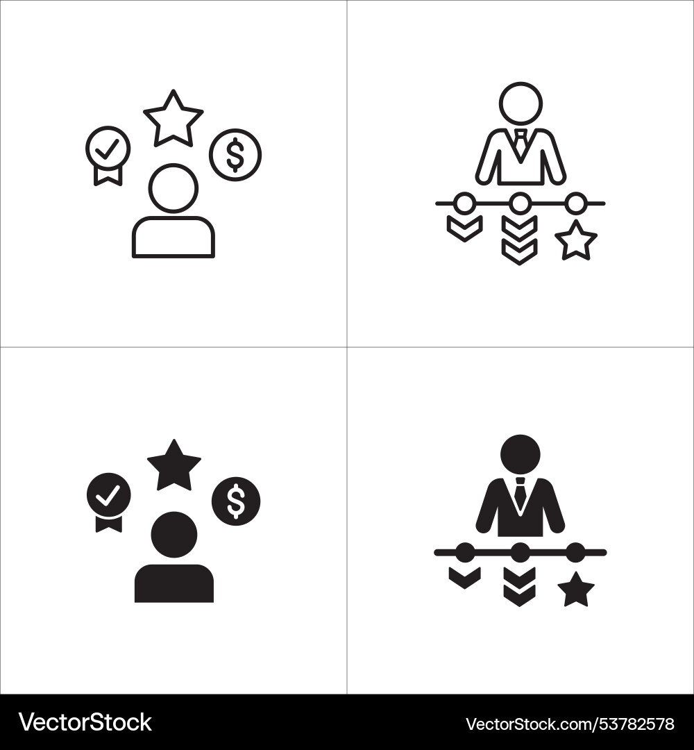 Business achievements icon set leadership Vector Image