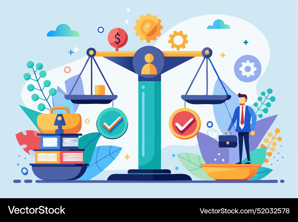 Business decision balance pros and cons analysis Vector Image