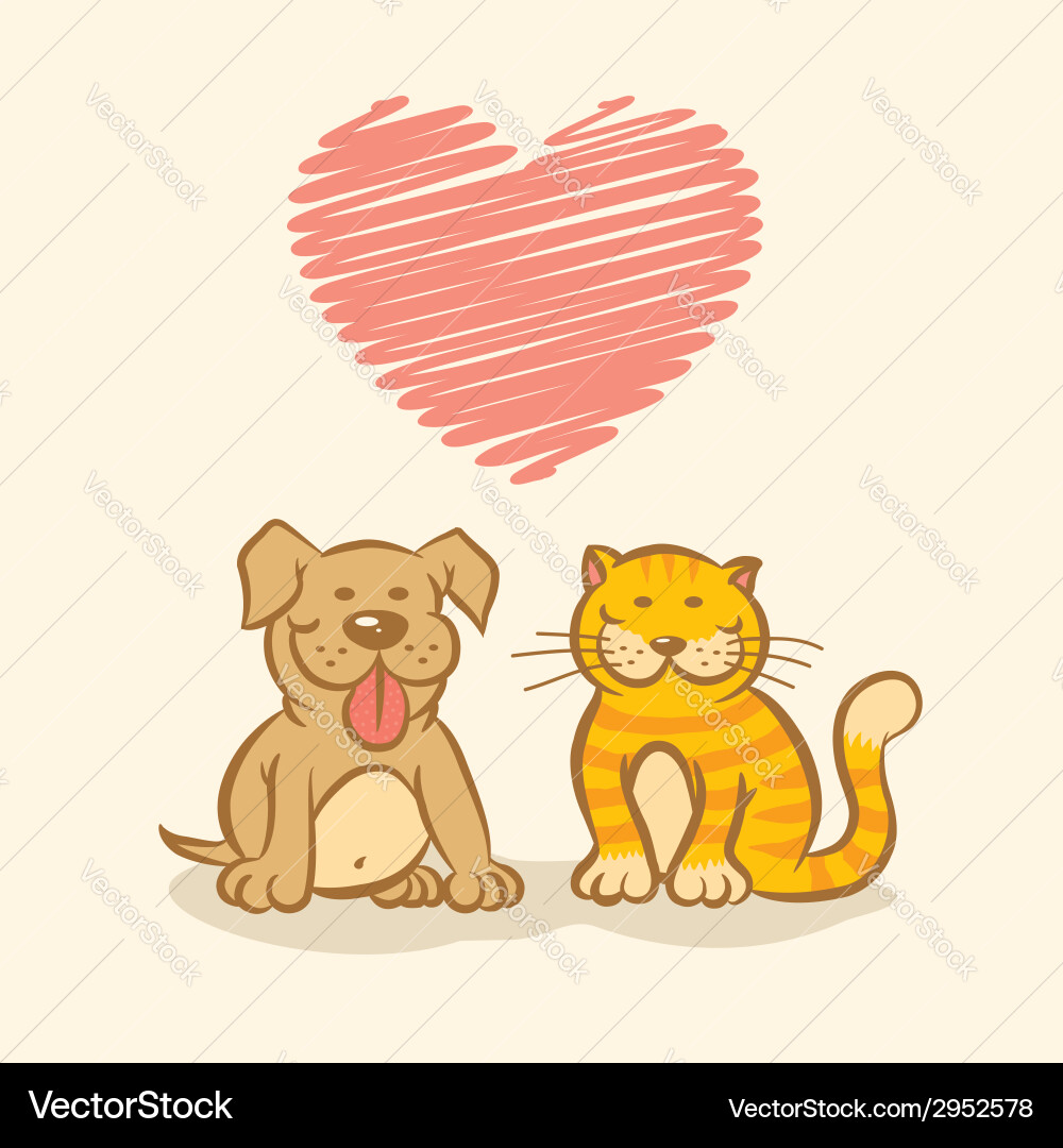 Cat and dog heart Royalty Free Vector Image - VectorStock