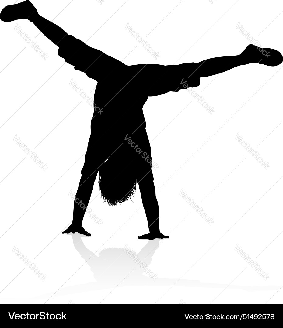 Child Handstand Silhouette Royalty Free Vector Image