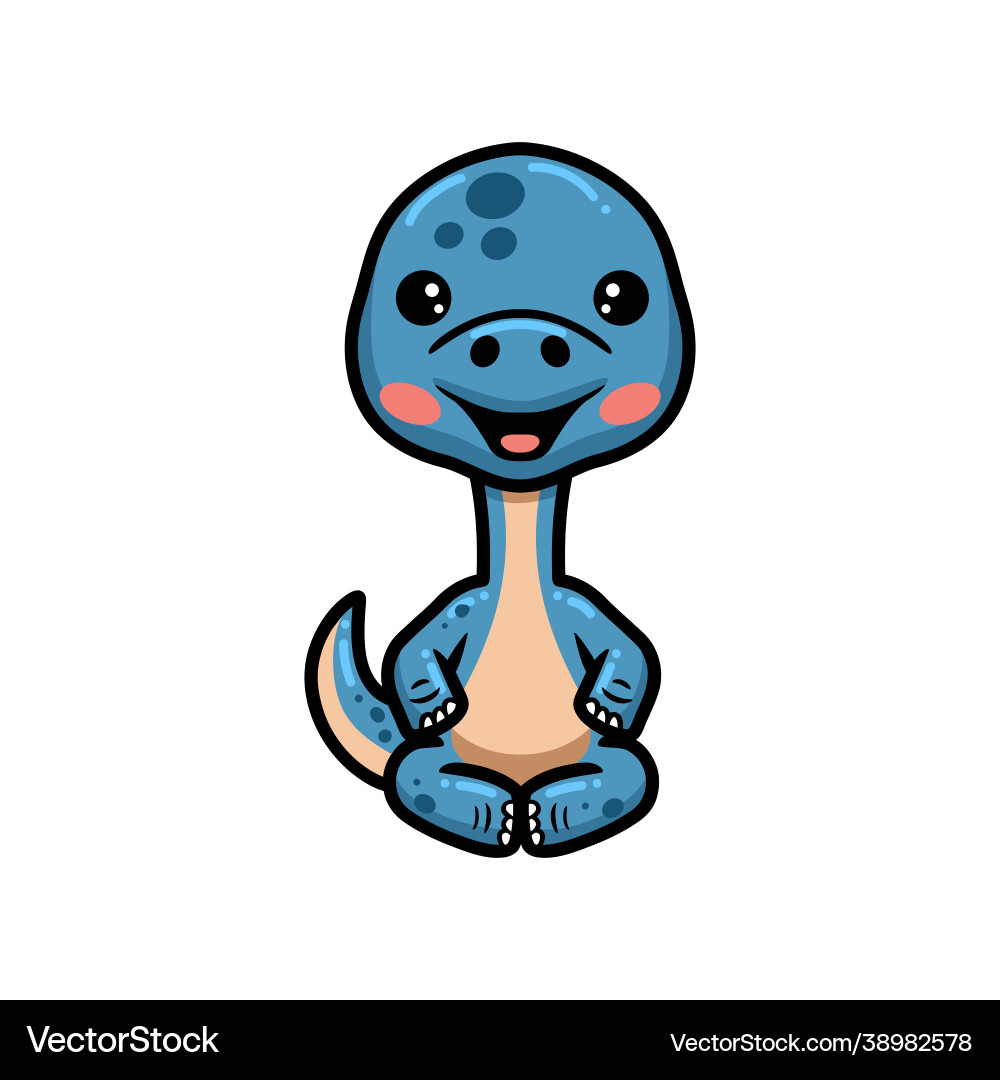 Cute little dinosaur cartoon sitting Royalty Free Vector