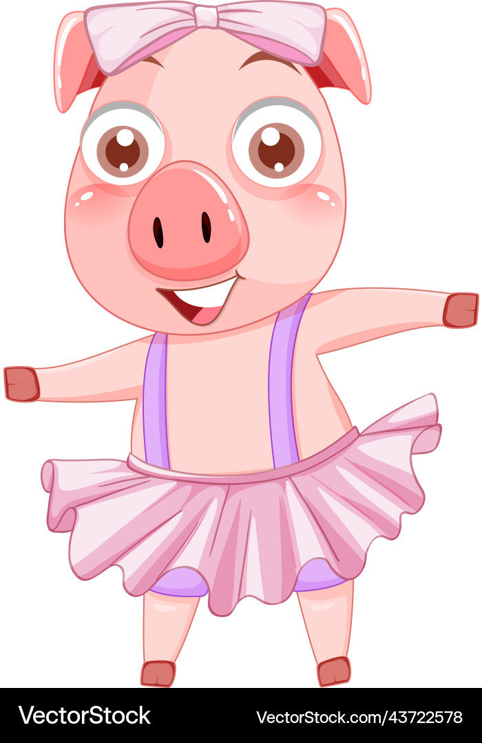 Cute pig cartoon character on white background Vector Image
