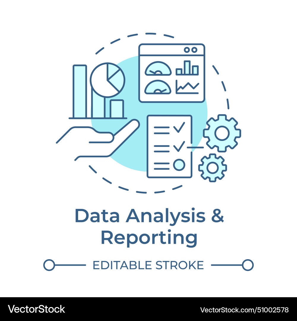 Data analysis and reporting soft blue concept icon