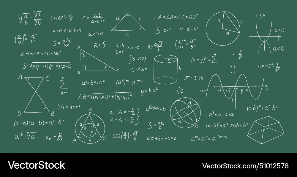 Doodle style math formulas hand drawn theory Vector Image