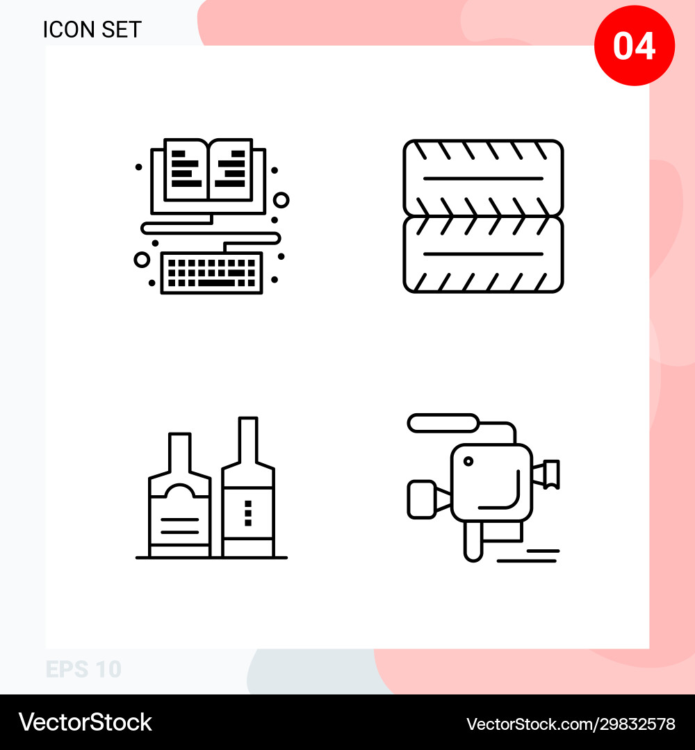 Pack 4 icons in line style creative outline Vector Image
