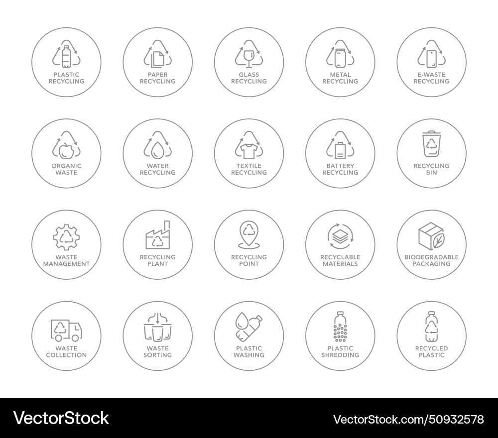Recycling icon logo badge collection Royalty Free Vector