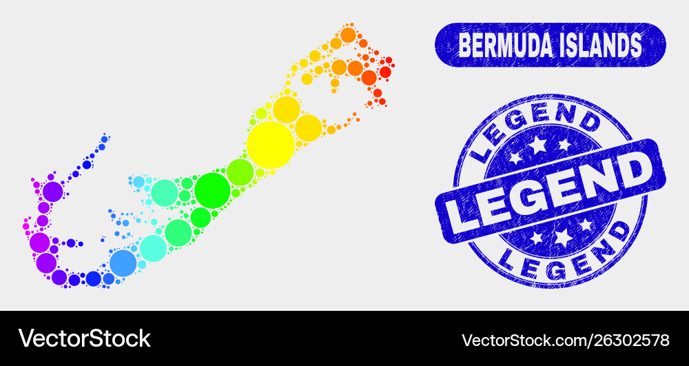 Spectral mosaic bermuda islands map and scratched Vector Image